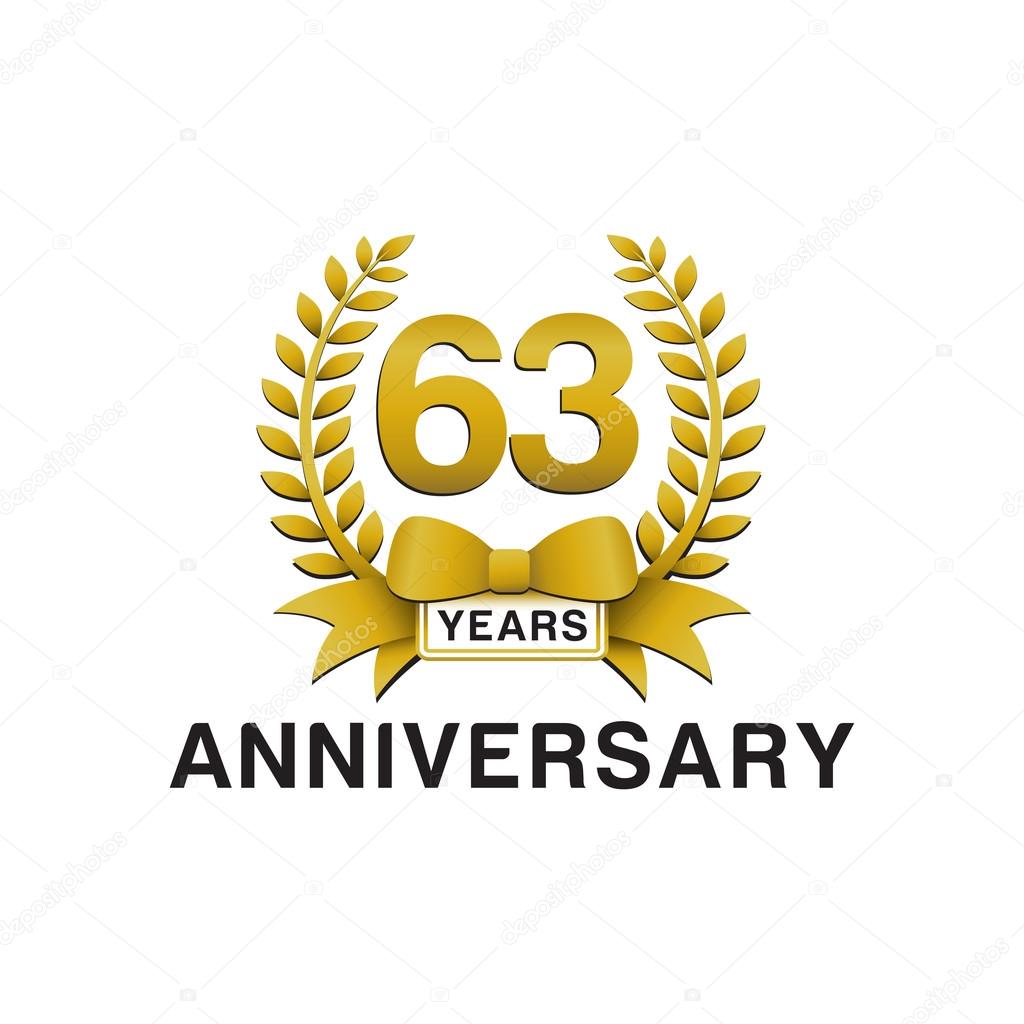 63rd anniversary golden wreath logo — Stock Vector © ariefpro #86352980