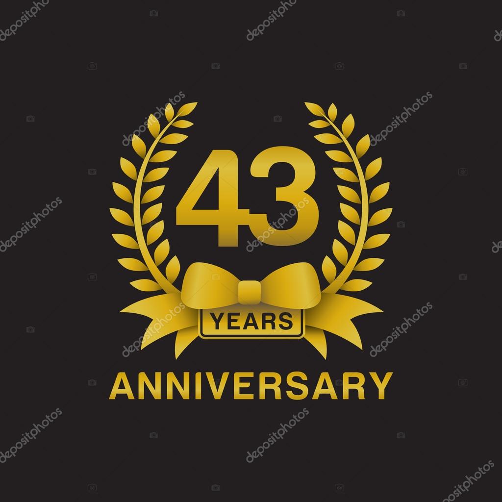 43rd anniversary golden wreath logo black background Stock Vector Image ...