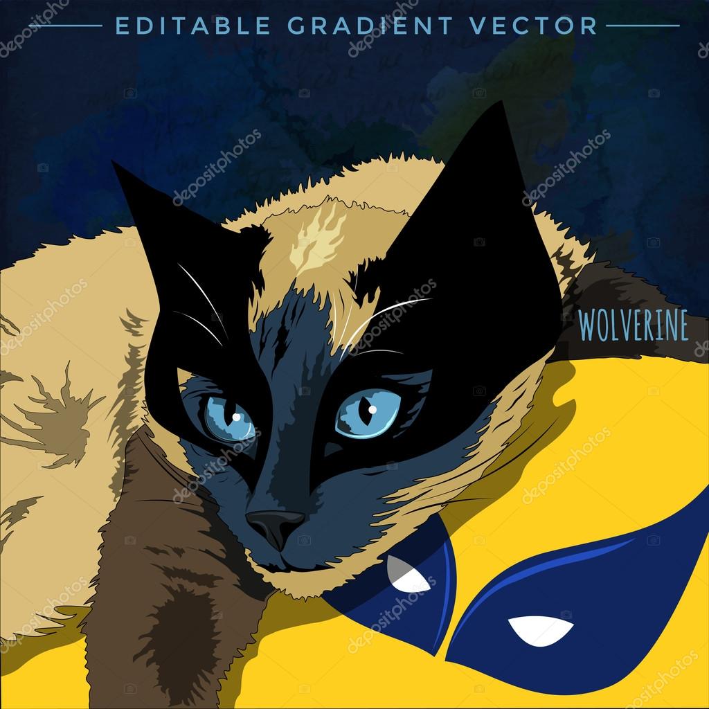 Cats superheroes. Wolverine — Stock Vector © ConceptCafe #110009288