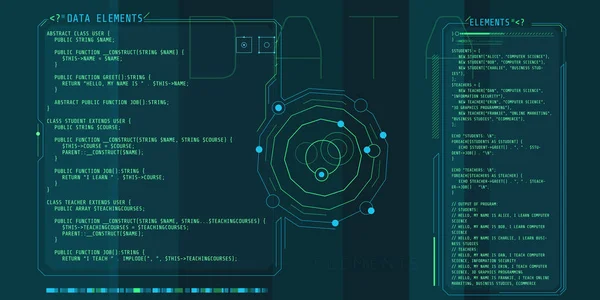HUD interface elements with part of the code Perl. Stock Vector Image by ©ConceptCafe #439901662