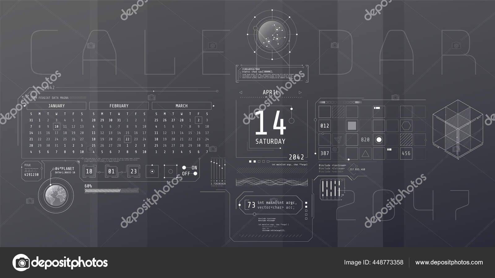 Composition of computer HUD interface with Calendar. Stock Vector by ...