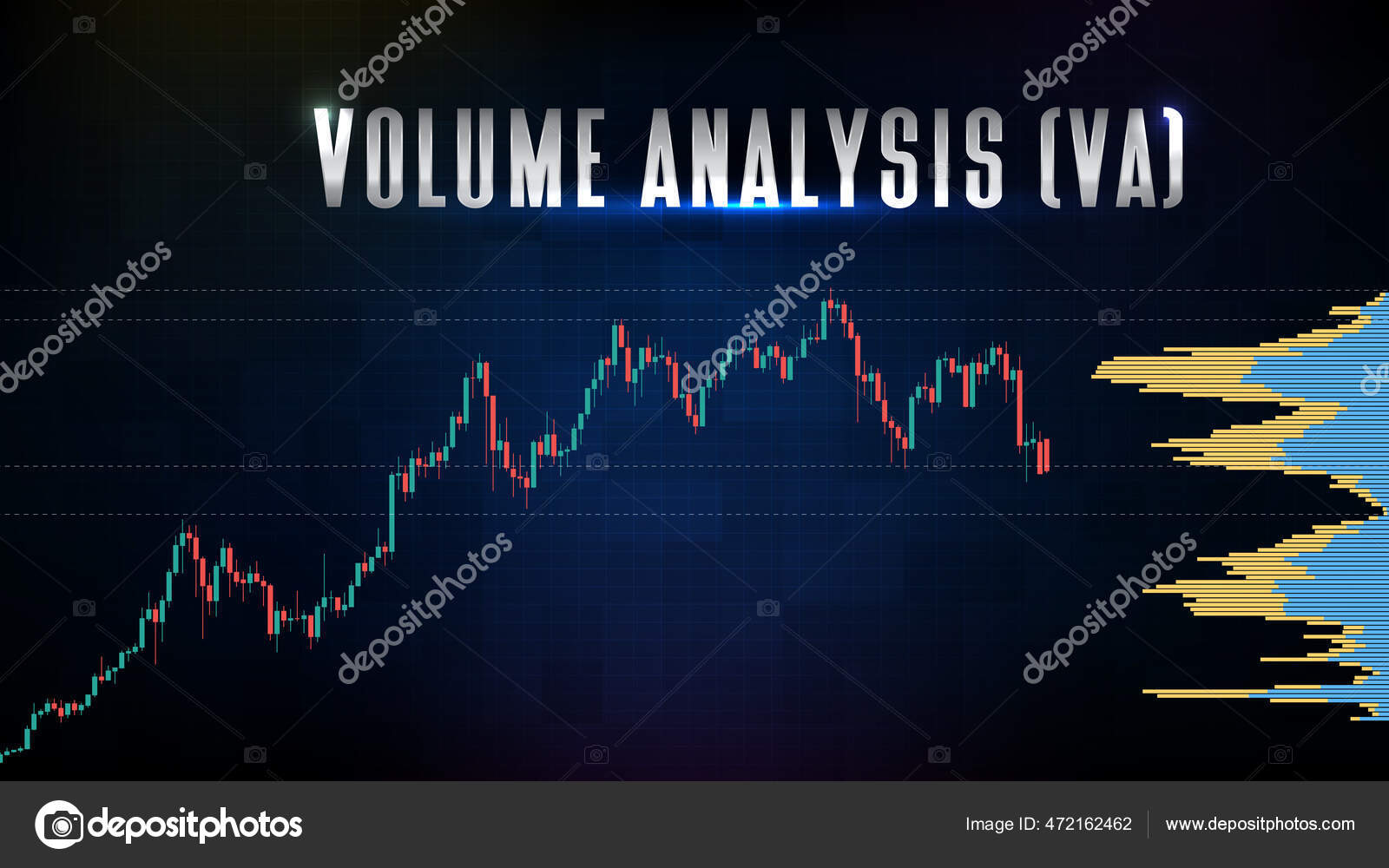 Abstract Background Blue Volume Analysis Volume Price Market Graph ...