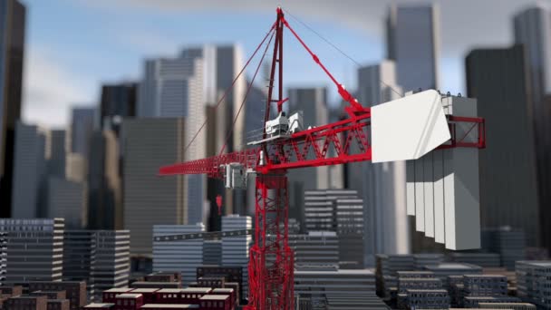 Building crane animation , city background, skyscraper landscape view ...