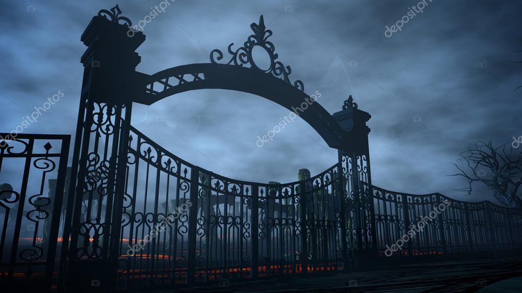 Cemetery Gates At Night