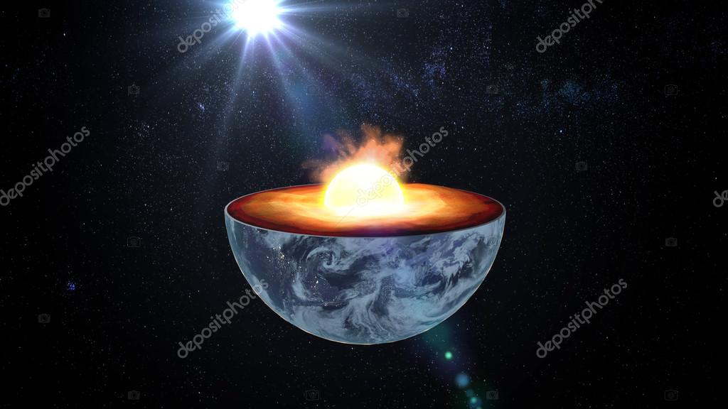 Earth core. inner structure with geological layers. 3d rendering Stock ...