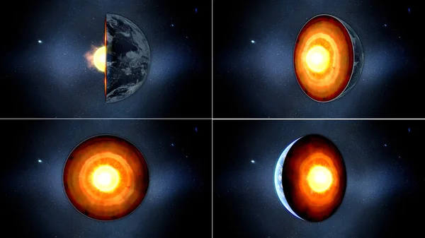 Earth core. inner structure with geological layers. 3d rendering Stock ...