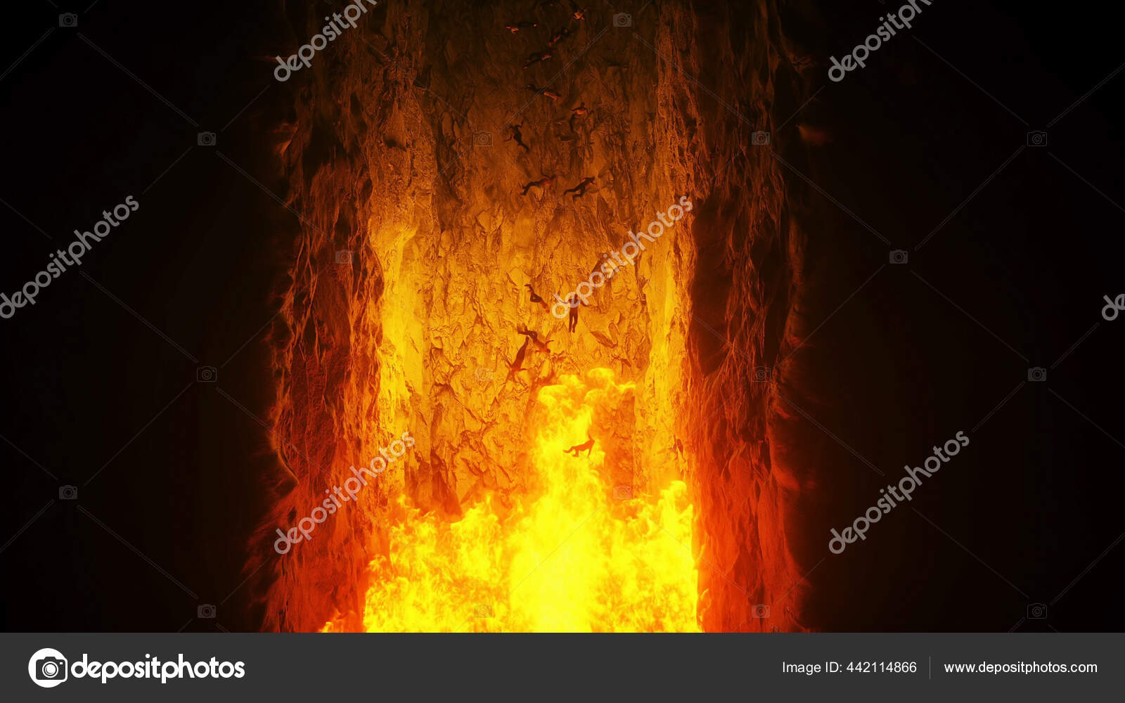 Hell gates. hell fire. Devil portal. Sinner. Religious concept. 3d ...