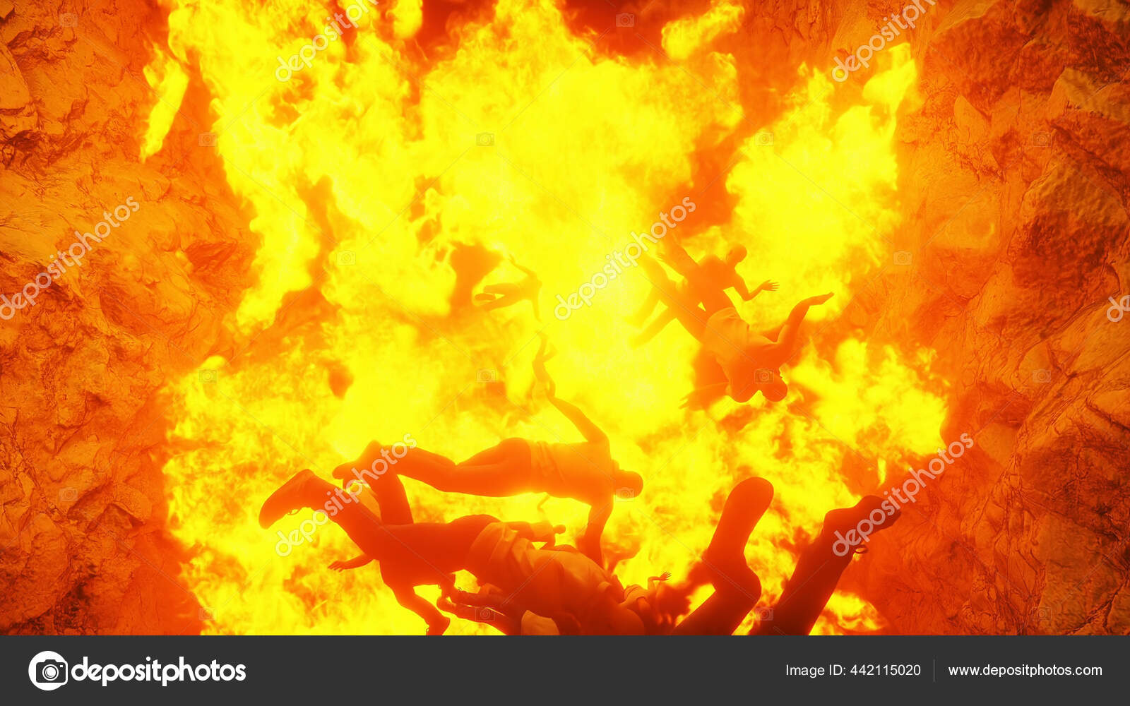 Hell gates. hell fire. Devil portal. Sinner. Religious concept. 3d ...