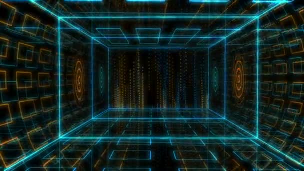 Digital motion background with animated shine squares, lines and sphere ...