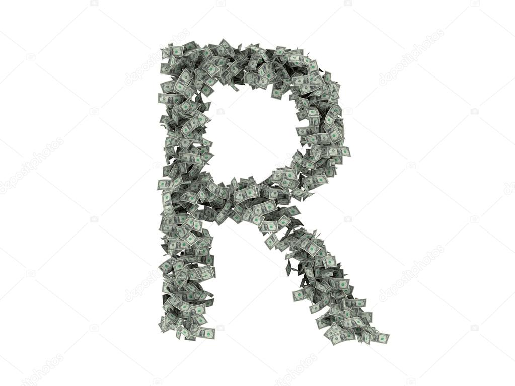 Letter from dollars. Alphabet from dollars isolate on white background ...