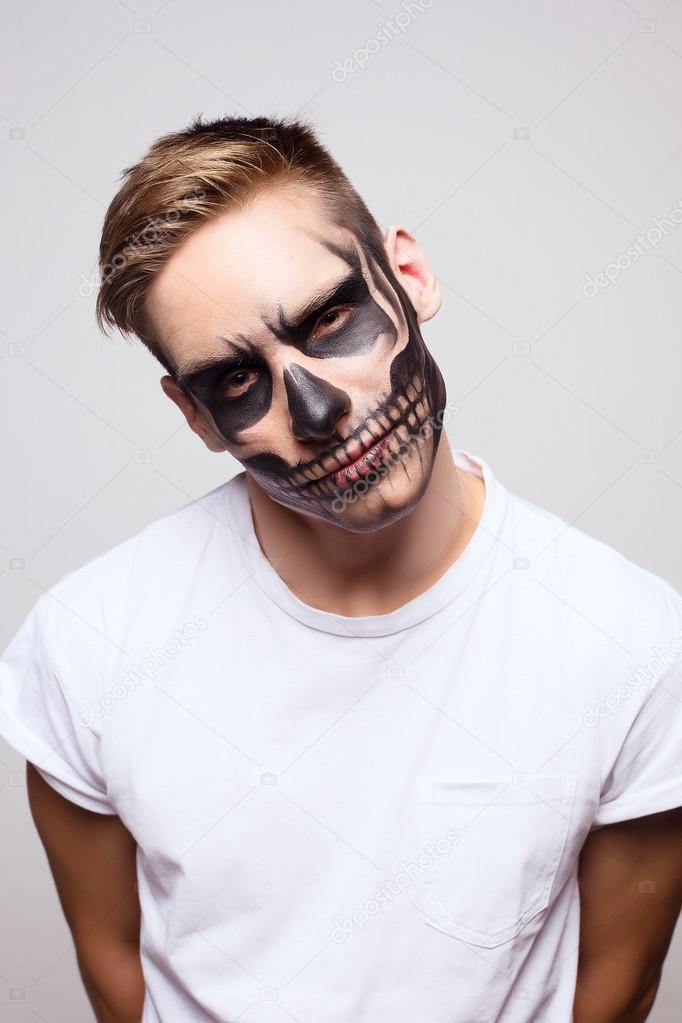 Skeleton Face Makeup Guy