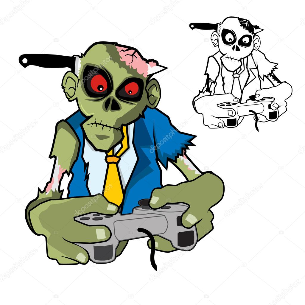 Zombie Gamer con cuchillo clavado en la cabeza Vector de stock ...