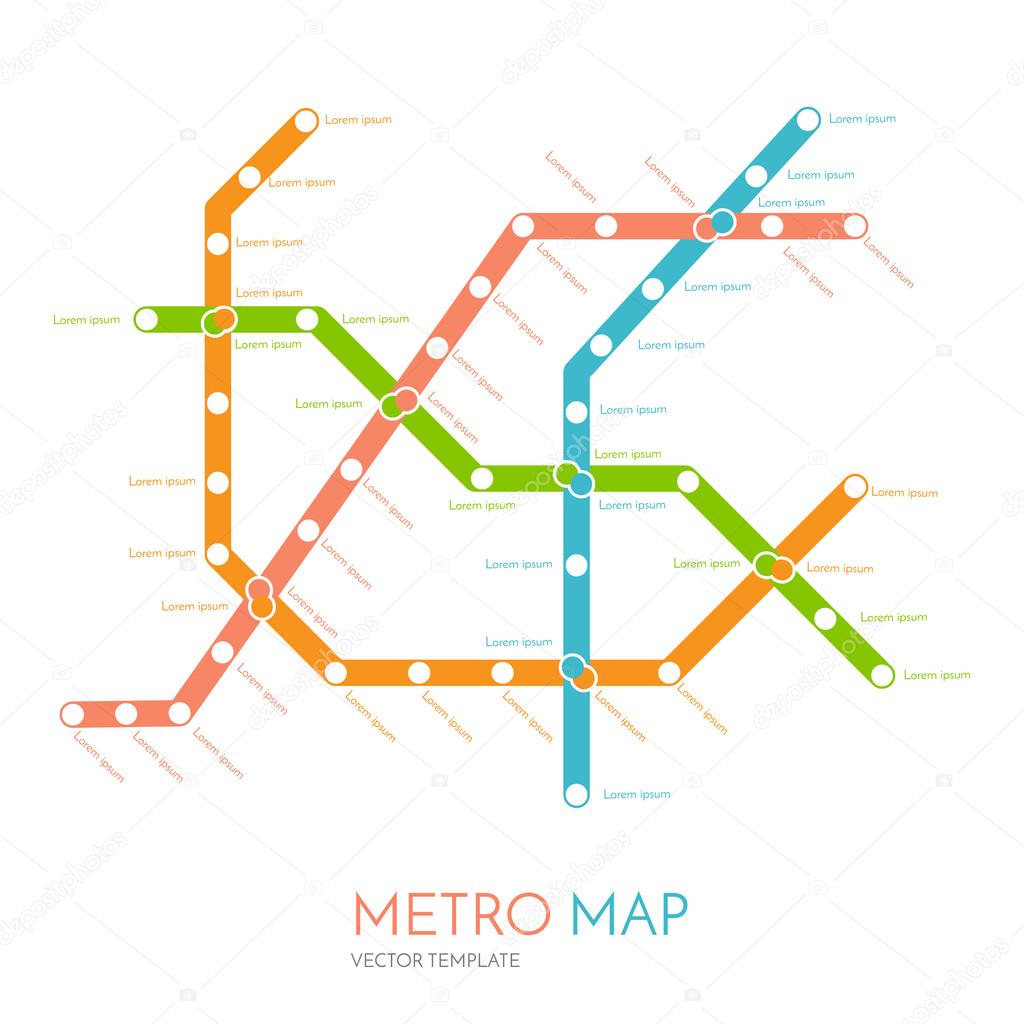 Plantilla de diseño de mapas de metro o metro. concepto de esquema de transporte de ciudad ...