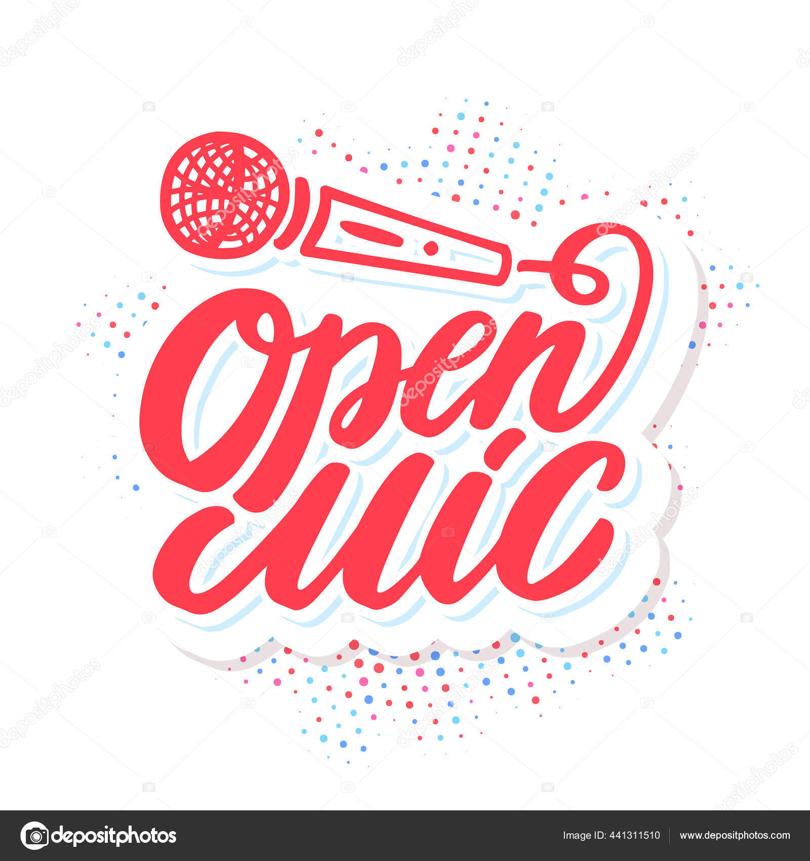 Open mic. Vector lettering banner. Stock Vector by ©alexgorka 441311510