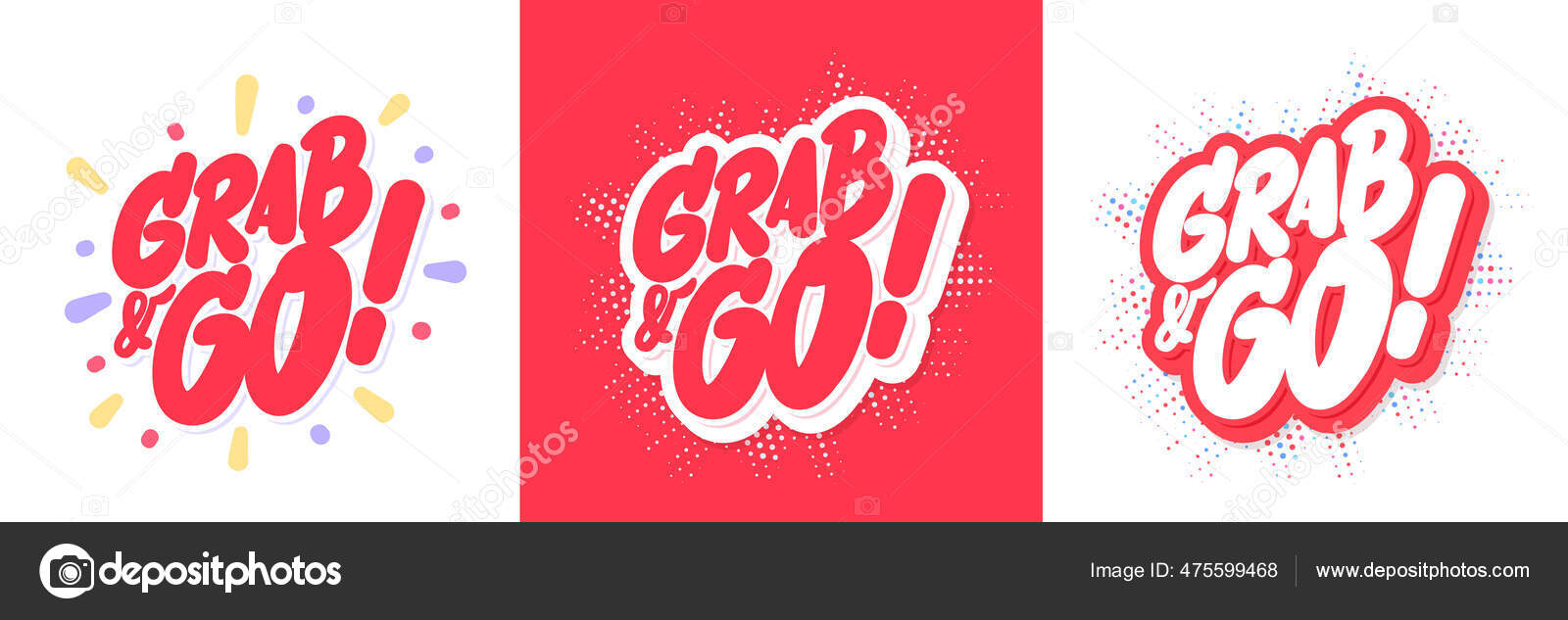 Grab and Go. Vector handwritten lettering banners set. Stock Vector by ...