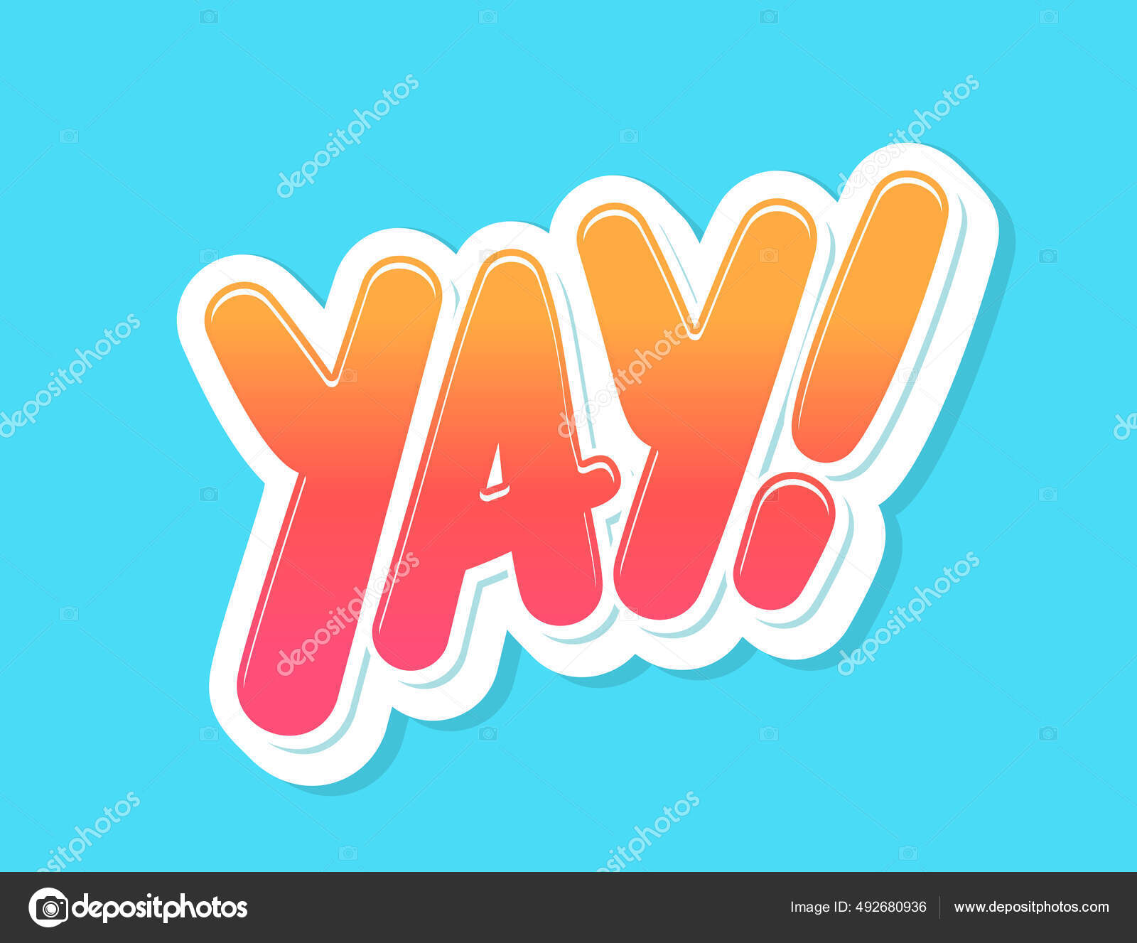Yay. Vector lettering icon. Vector handwritten lettering. Stock Vector ...