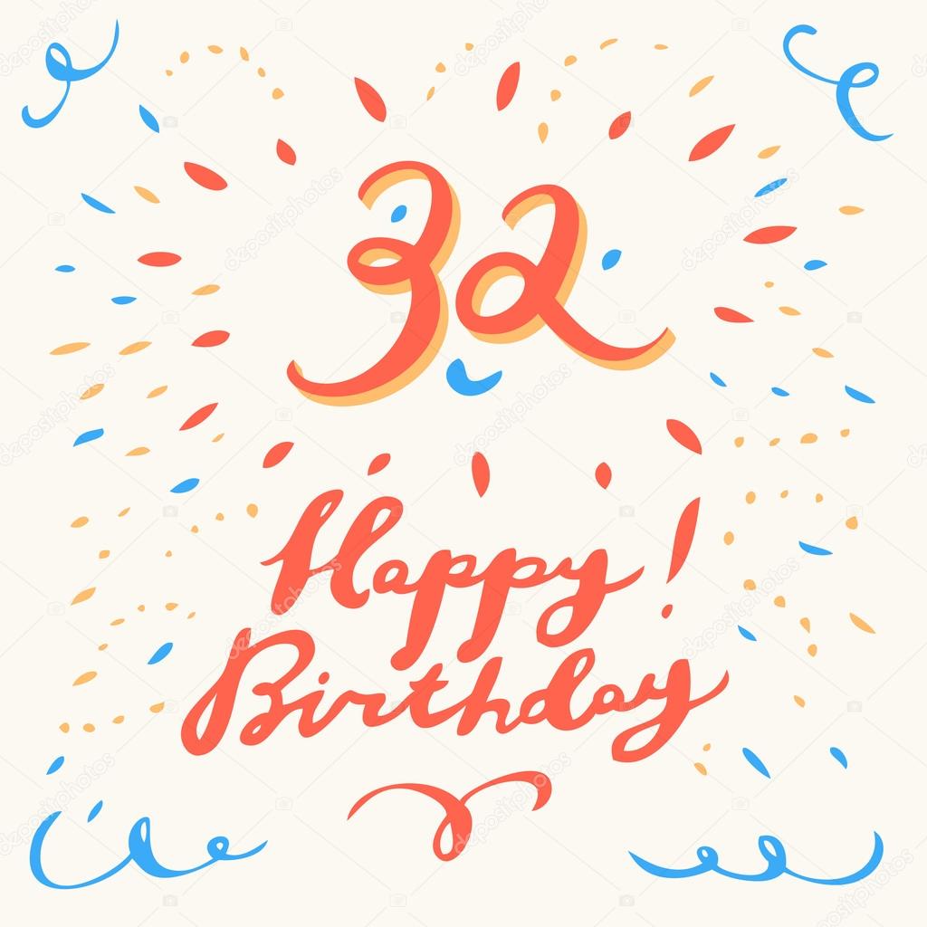 32th Happy Birthday card. Vektor Stok oleh ©alexgorka 95361754