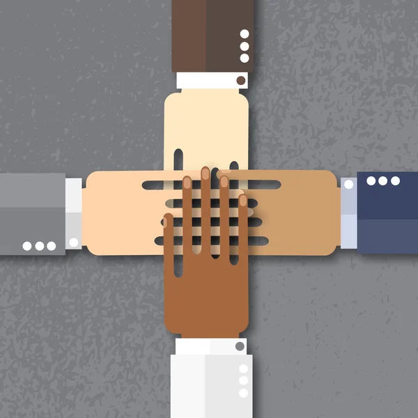 Four hands together team work. — Stock Vector © mash3r #100685220