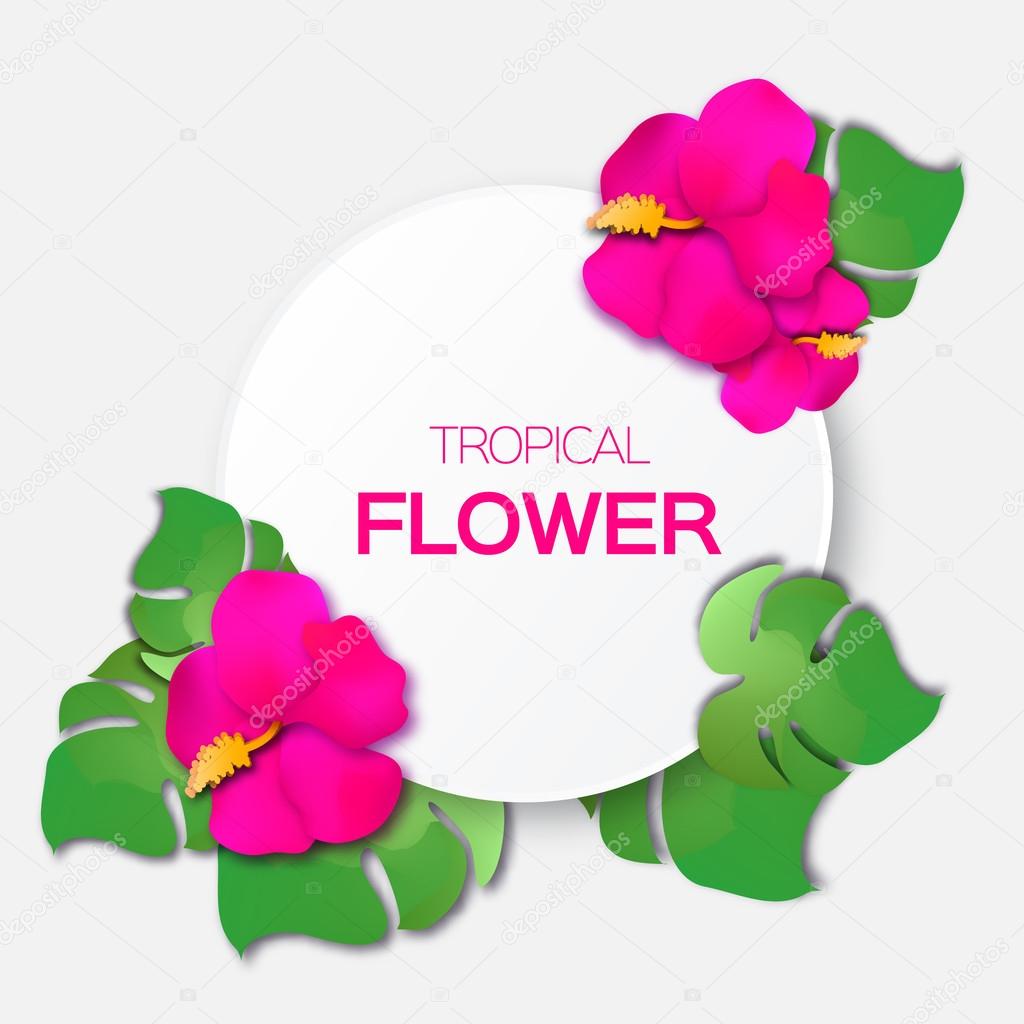 Beautiful greeting card with tropical flowers Stock Vector Image by ...