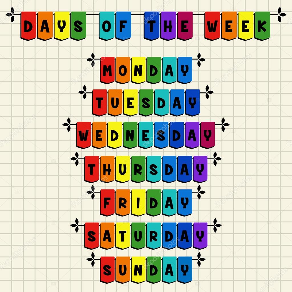 Days of the week - cartoon template — Stock Vector © Vectorscore #89127446