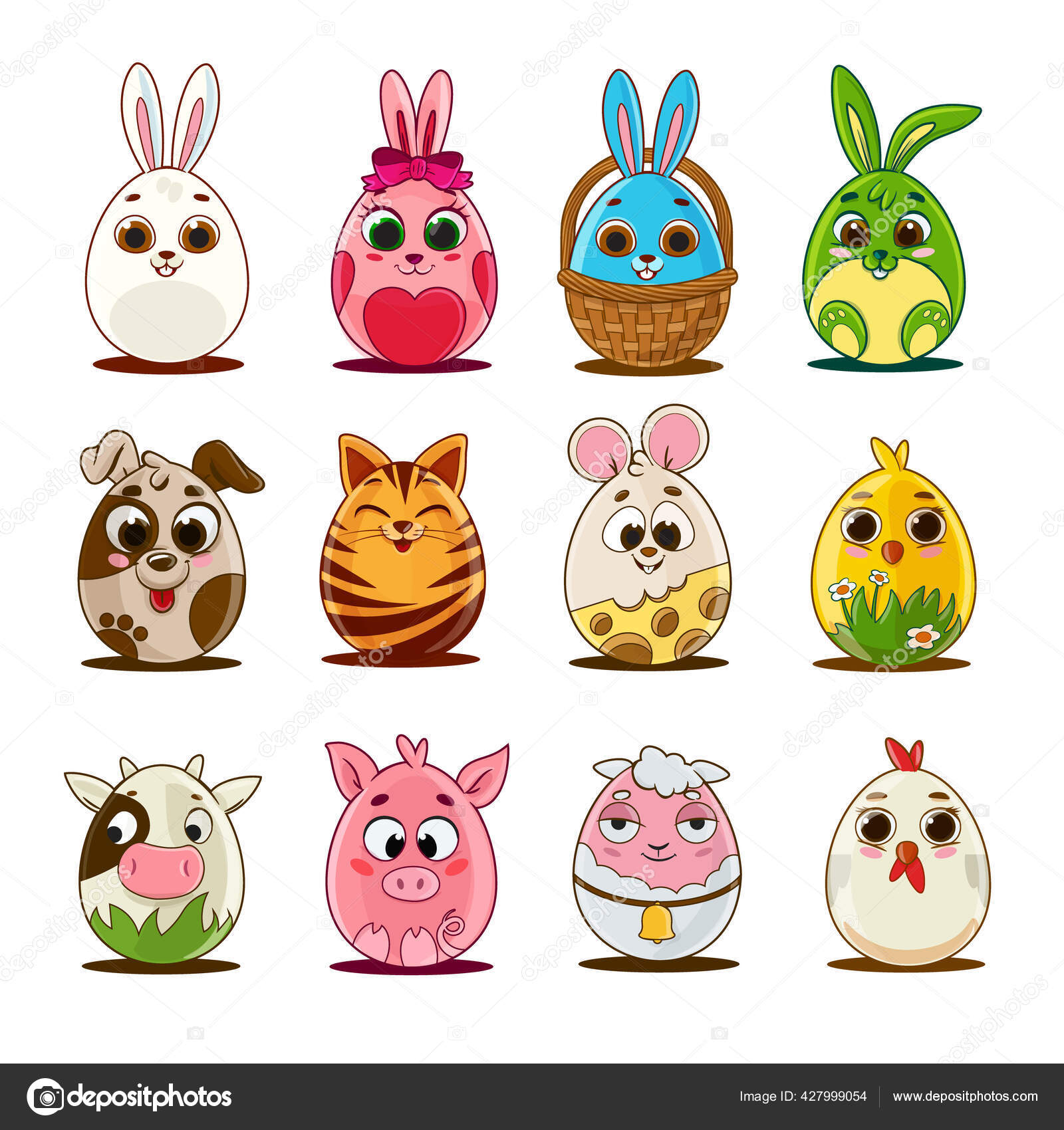 Cute Cartoon Easter Eggs