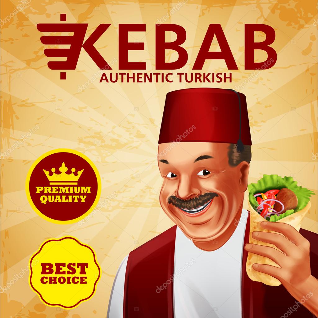 Kebab premium with man Stock Vector Image by ©mollicart #87656788