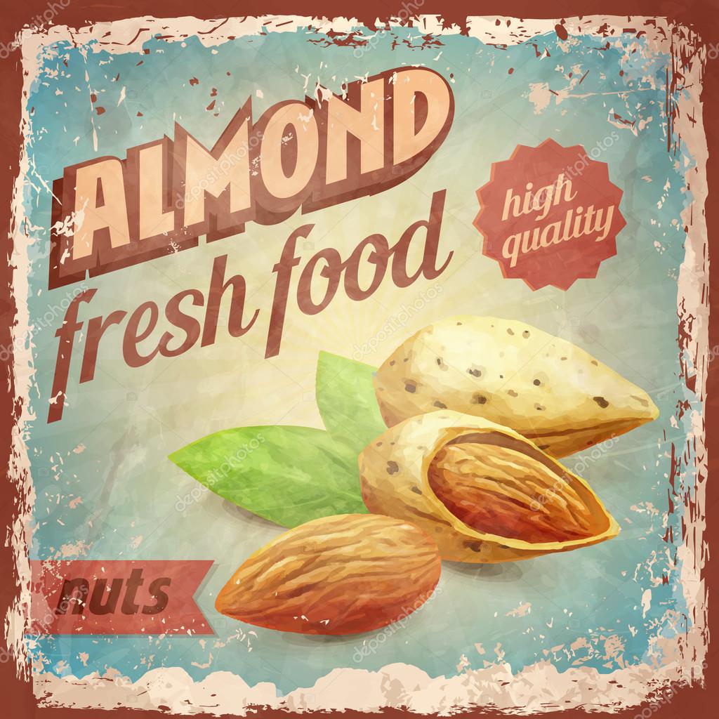 Almond vintage background Stock Illustration by ©mollicart #89168940