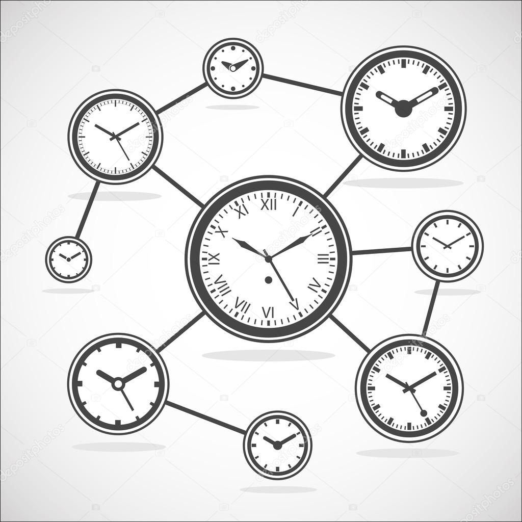 Time Synchronization Diagram Isolated Vector Illustration Stock