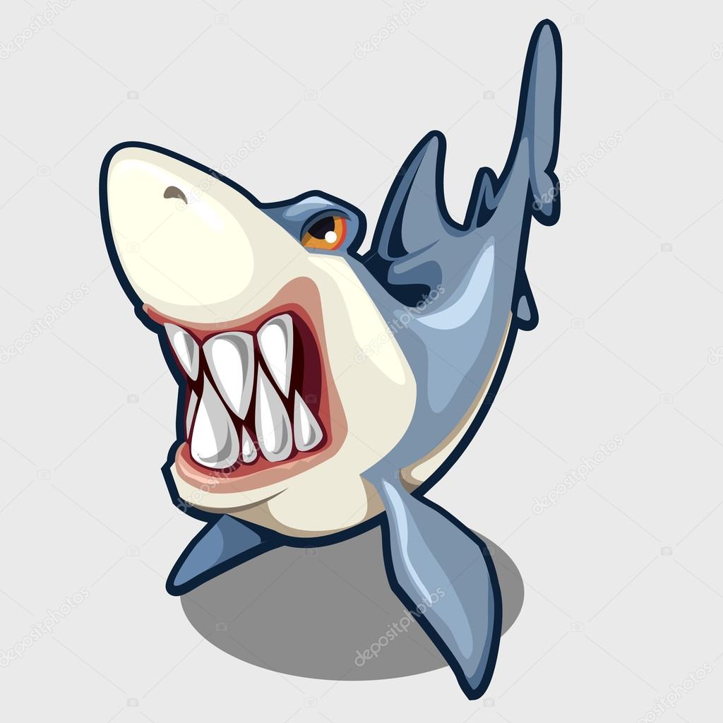 Shark Open Mouth Sharp Teeth Vector Illustration Flat Style Stock ...