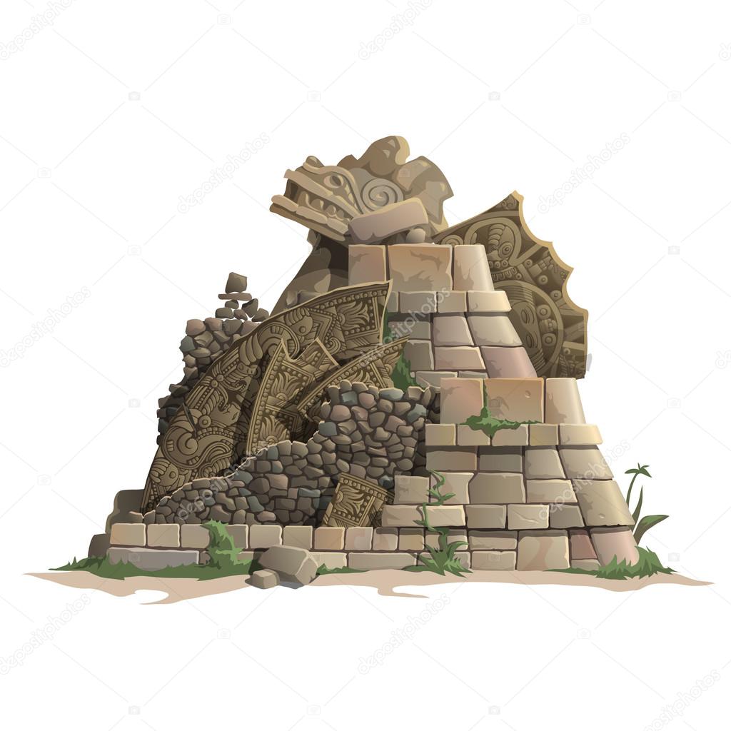 Ruins of antique Mayan pyramid, cartoon style Stock Vector Image by ...