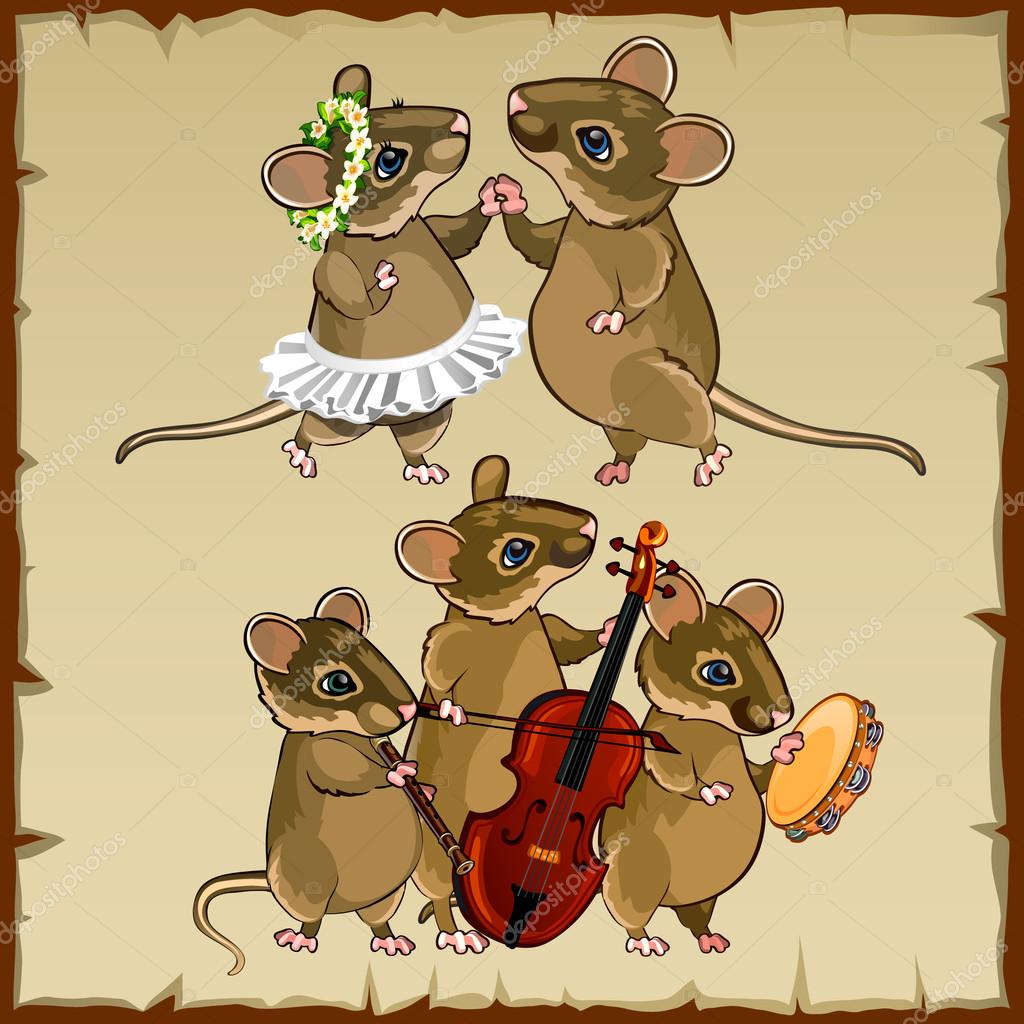 Set of dancing mice and musicians Stock Vector Image by ©Anton_Lunkov ...
