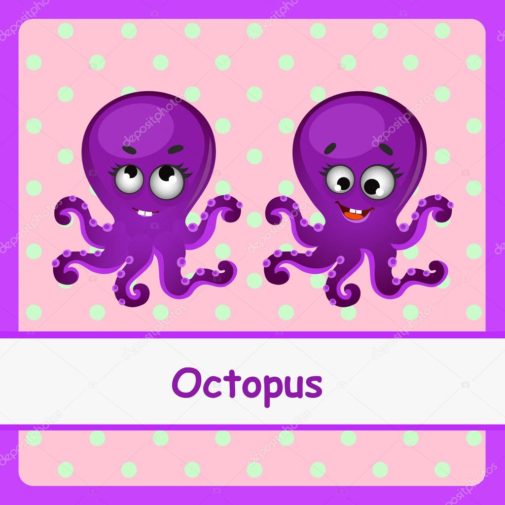 Octopus, funny characters on a pink background Stock Vector Image by ...