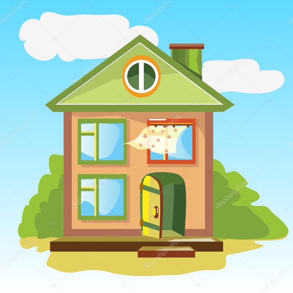 Gastvrije huis met een open deur — Stockvector © Anton_Lunkov #88061988