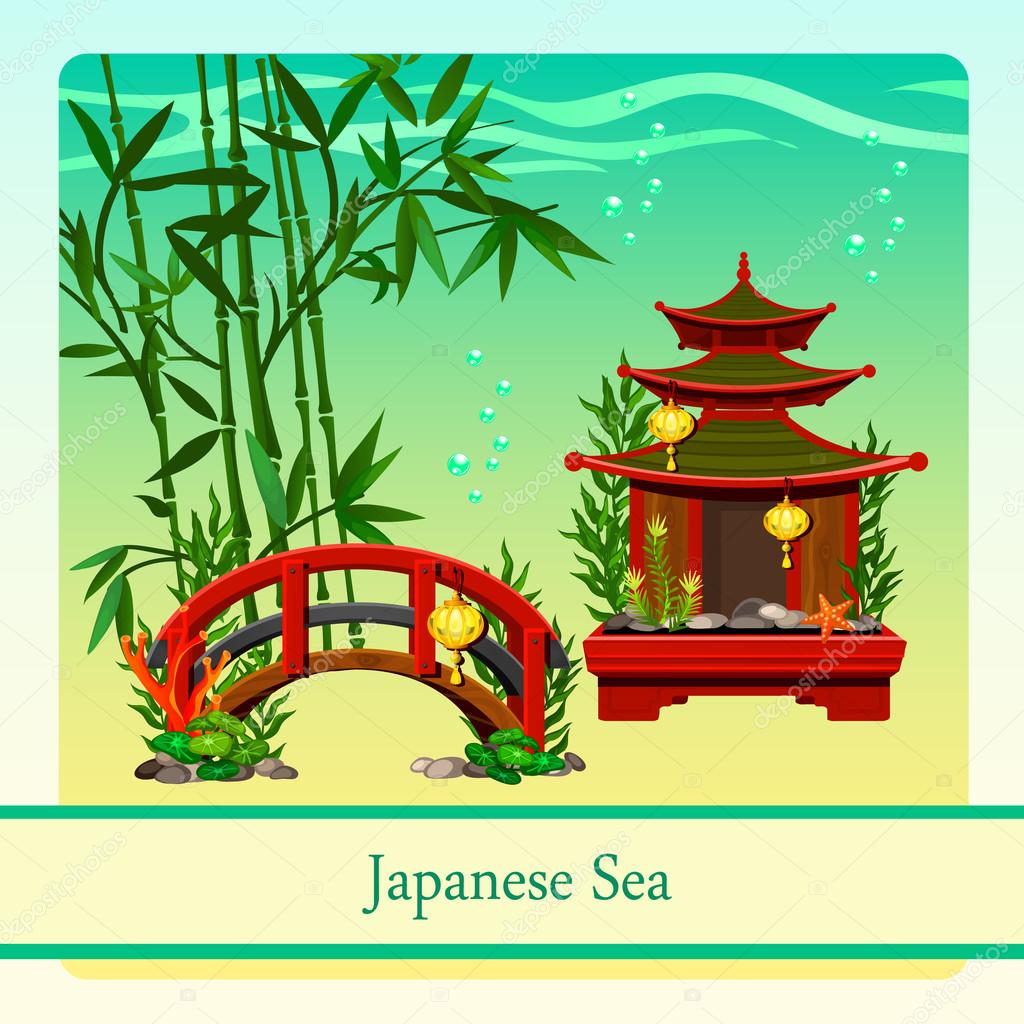 Japanese sea with elements of Japanese culture Stock Vector by ©Anton ...