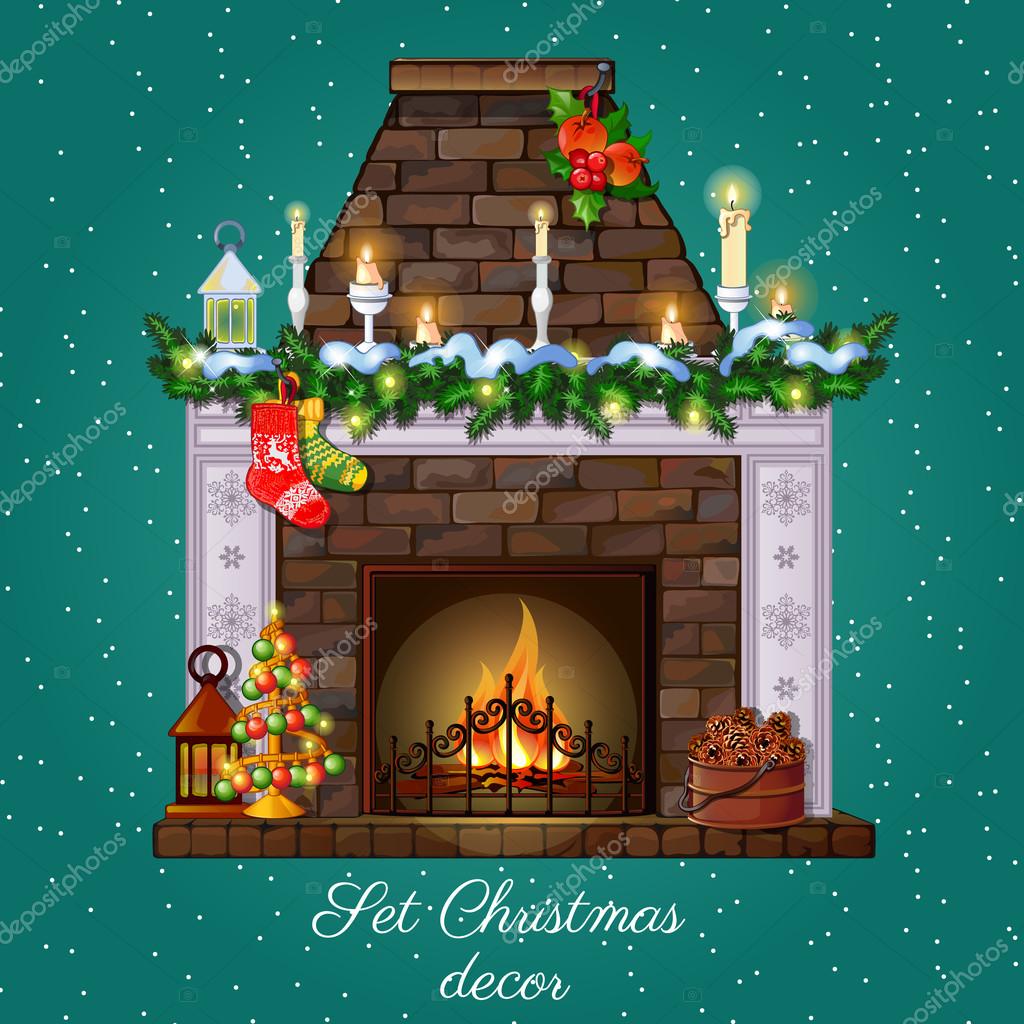 Christmas Fireplace Drawing