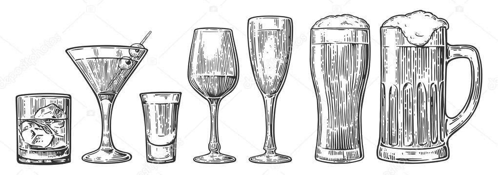Cocktails white background Vector Art Stock Images | Depositphotos