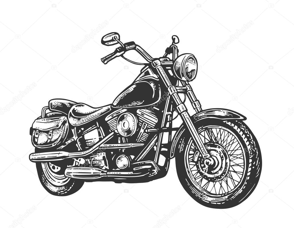 Motos. Vector ilustración de grabado — Vector de stock © DenisPotysiev ...