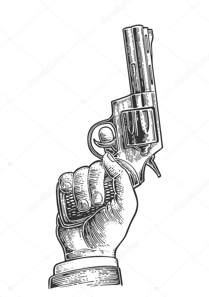 Hand Holding Gun Drawing
