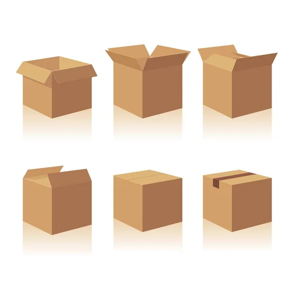 Closed open recycle brown carton delivery packaging box fragile signs ...