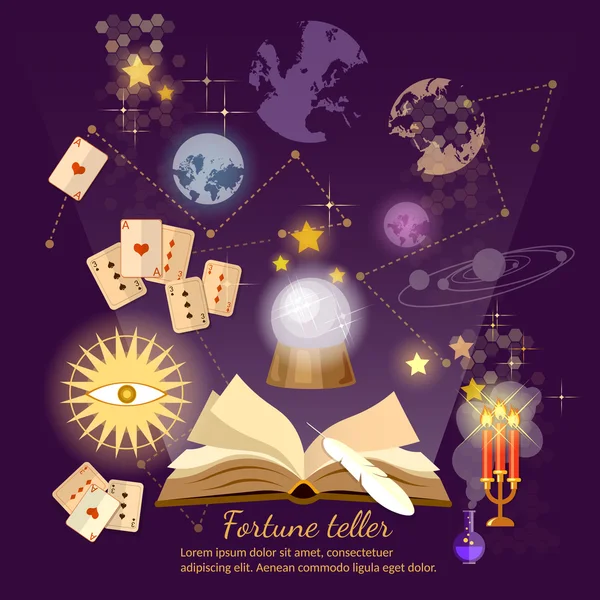 Fortune teller crystal ball in psychics magic book astrology Stock ...