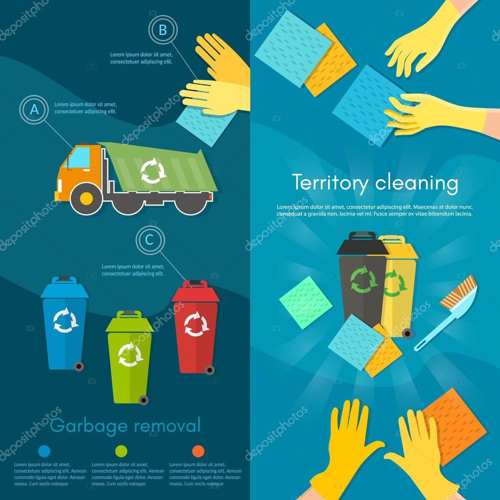 Garbage sorting banner scavenger team sorting waste — Stock Vector ...