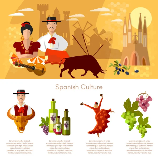 Spain infographics. sights, culture, spanish traditions, map — Stock ...