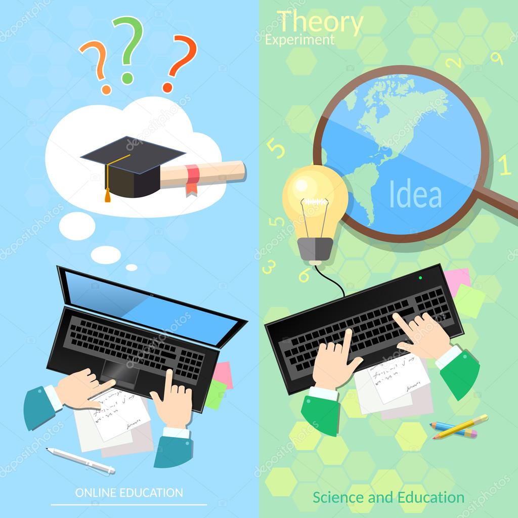 Online education distance tutorials university student banners Stock ...