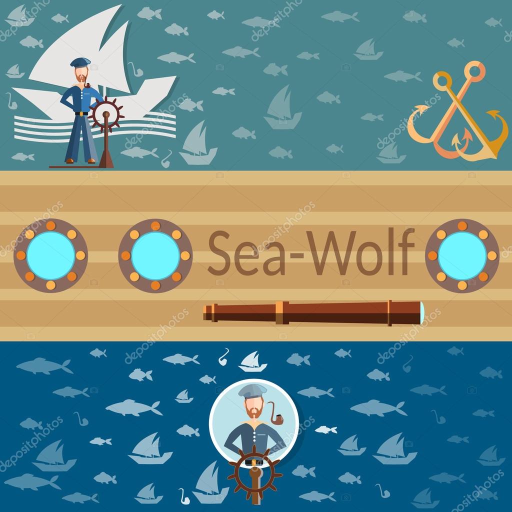 Sea wolf, sea and ocean — Stock Vector © Matriyoshka #89612706