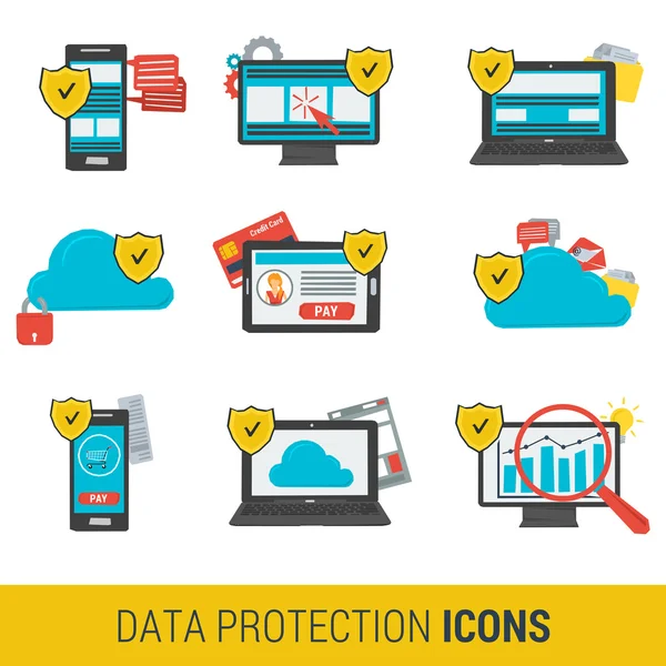 Icon set of data protection Vector Art Stock Images | Depositphotos