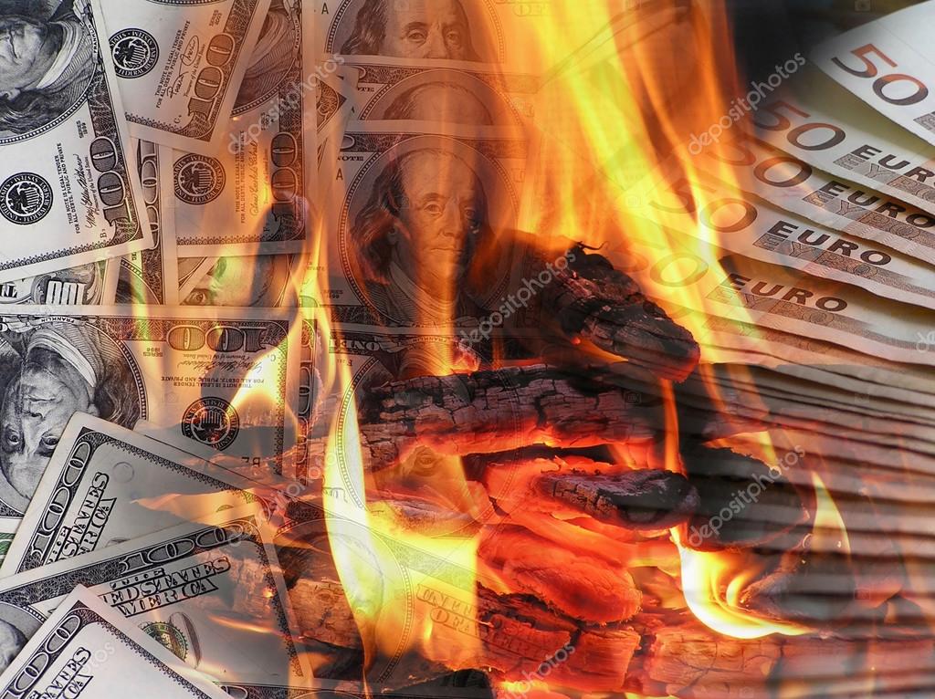 Abstract background with burning money — Stock Photo © Saltov #86968302