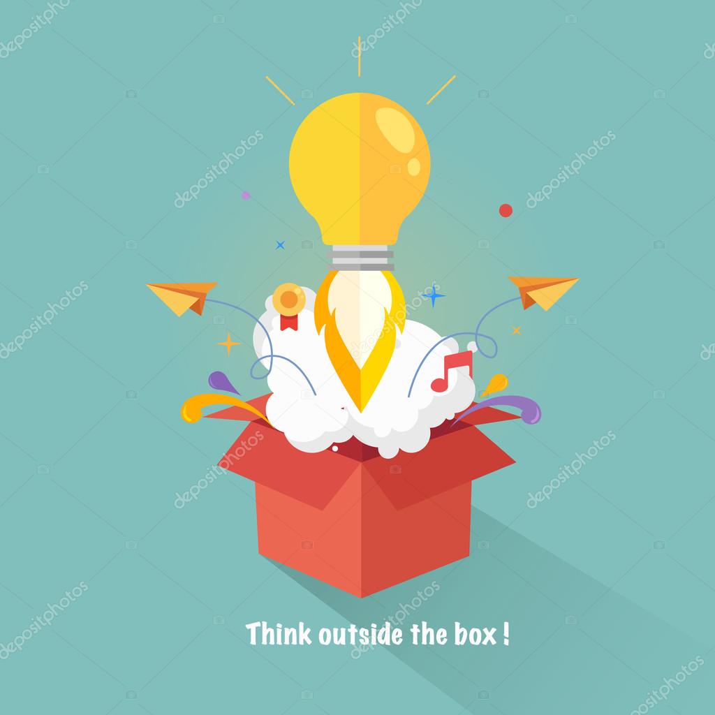 Think Outside The Box. Creative idea. Conceptual flat illustrations ...