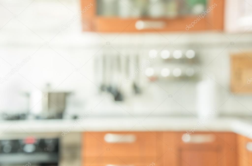 Blurred background. Modern kitchen with bokeh light. Stock Photo by ...