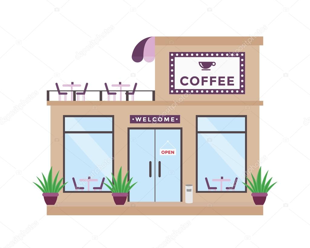 Modern Flat Commercial Building - Coffee Shop Stock Vector Image by ...