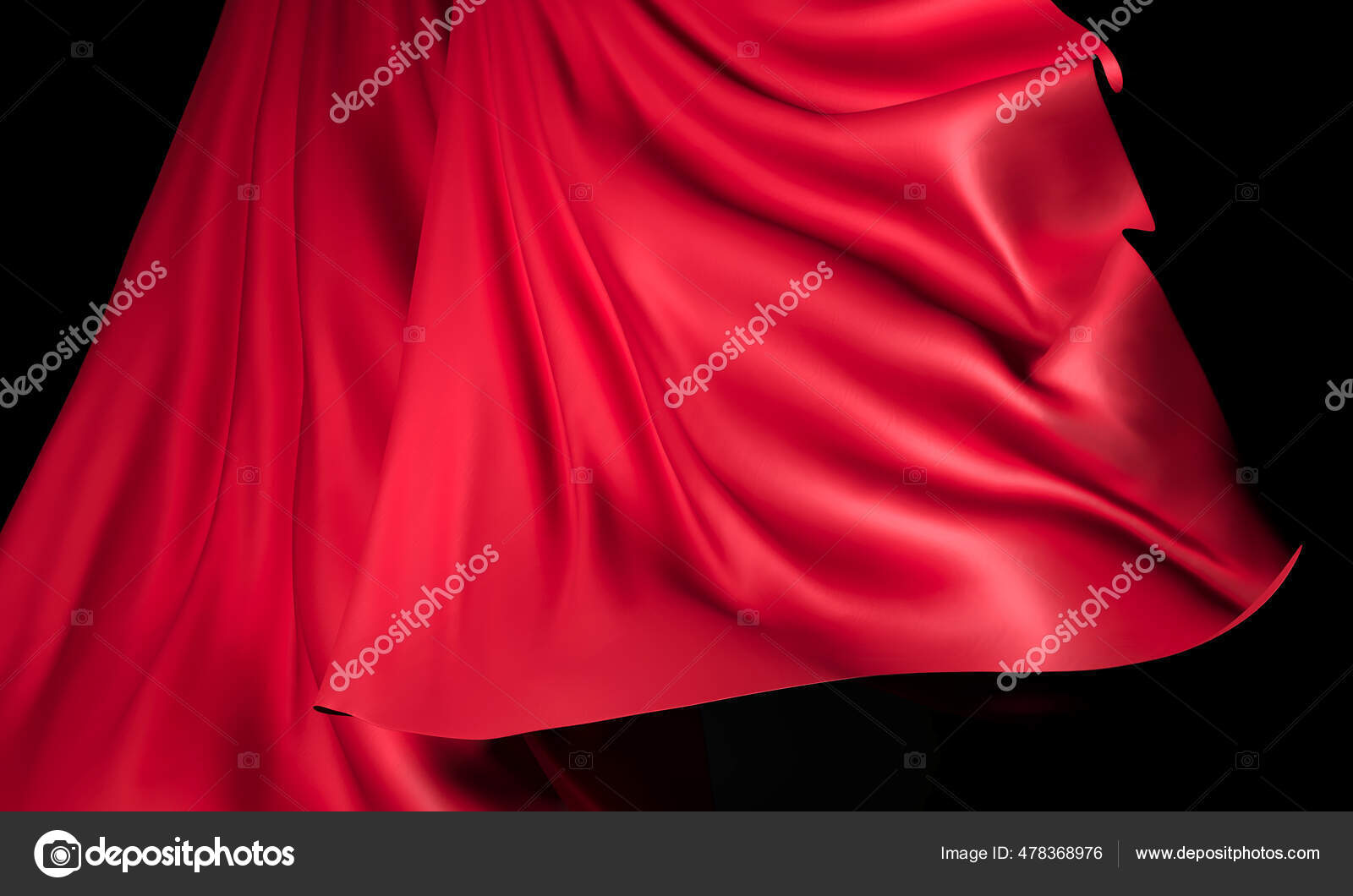 Red Silk Flowing Realistic Render Illustration Smooth Fabric Falls ...